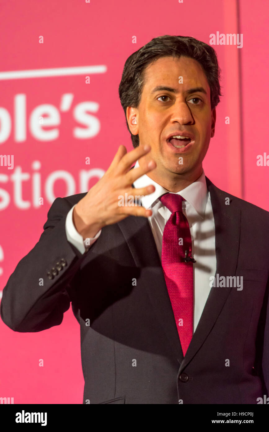 Labour leader Ed Miliband addressing a rally at The Old Market, in Hove ...