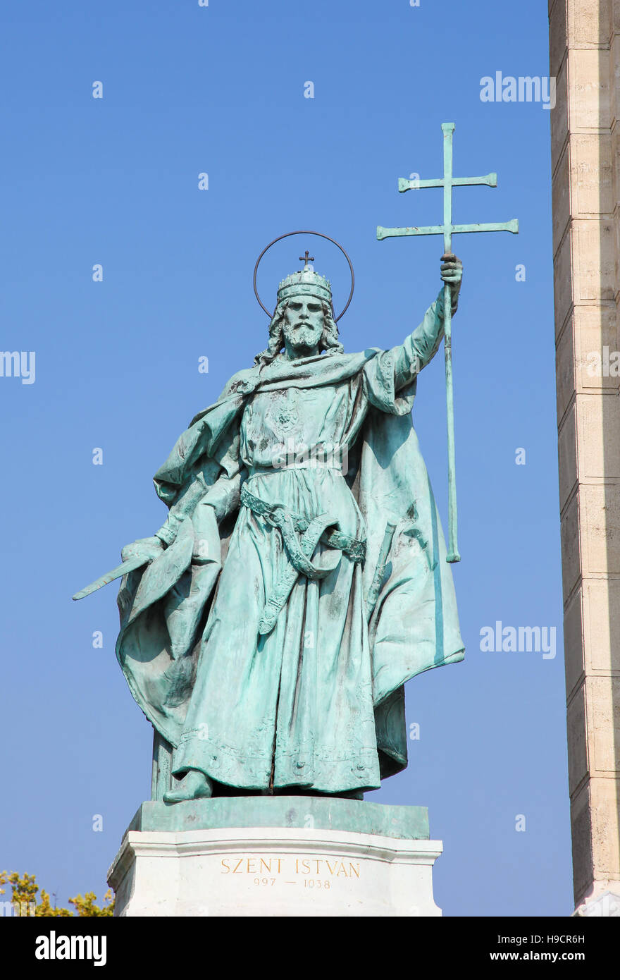 Statue Stephen I of Hungary, King St. Stephen (975 - 1038), in Heroes ...