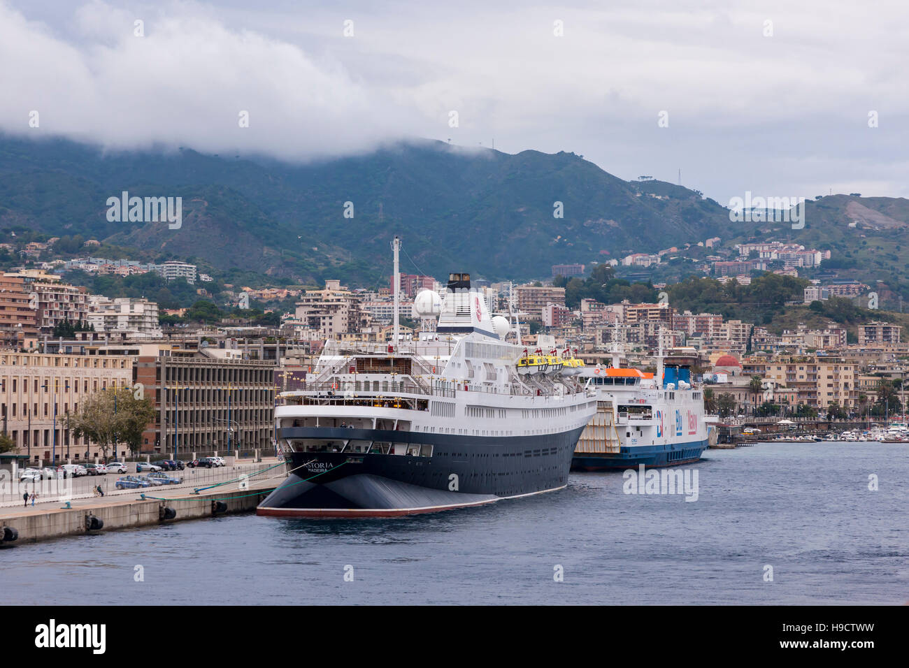 Cruise ship Astoria moored alongside in Messina, Sicily Stock Photo - Alamy