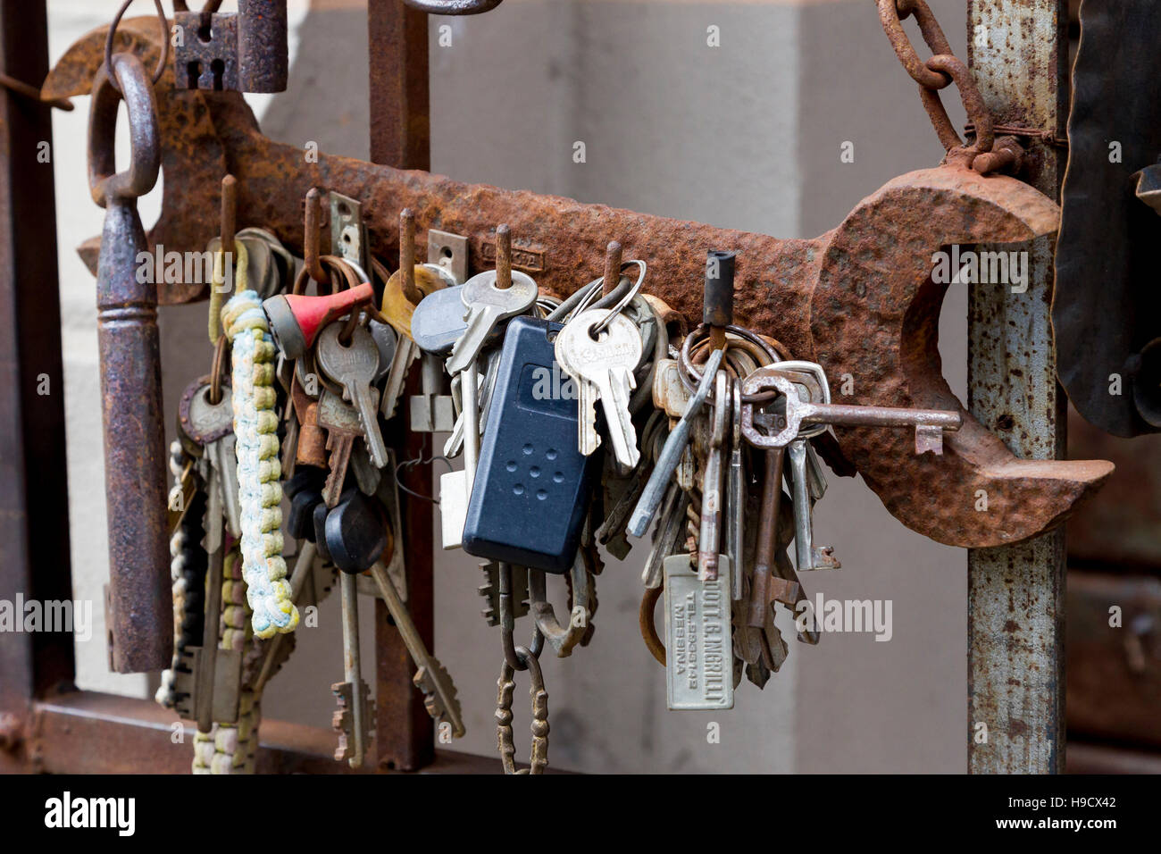 Blacksmiths display outside workshop in Messina, Sicily Stock Photo - Alamy
