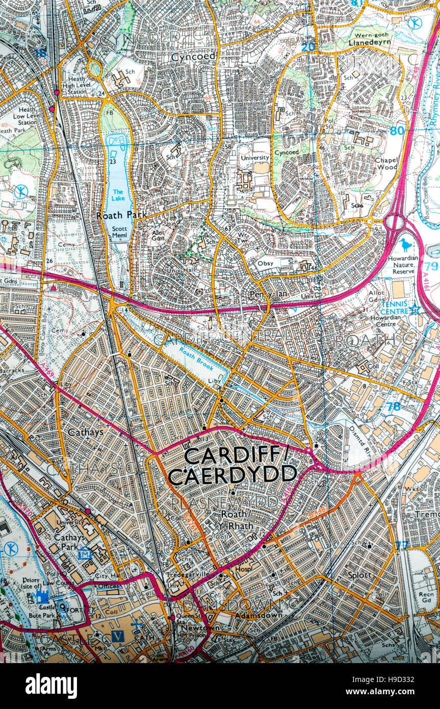 Ordnance survey map cardiff wales hi-res stock photography and images ...
