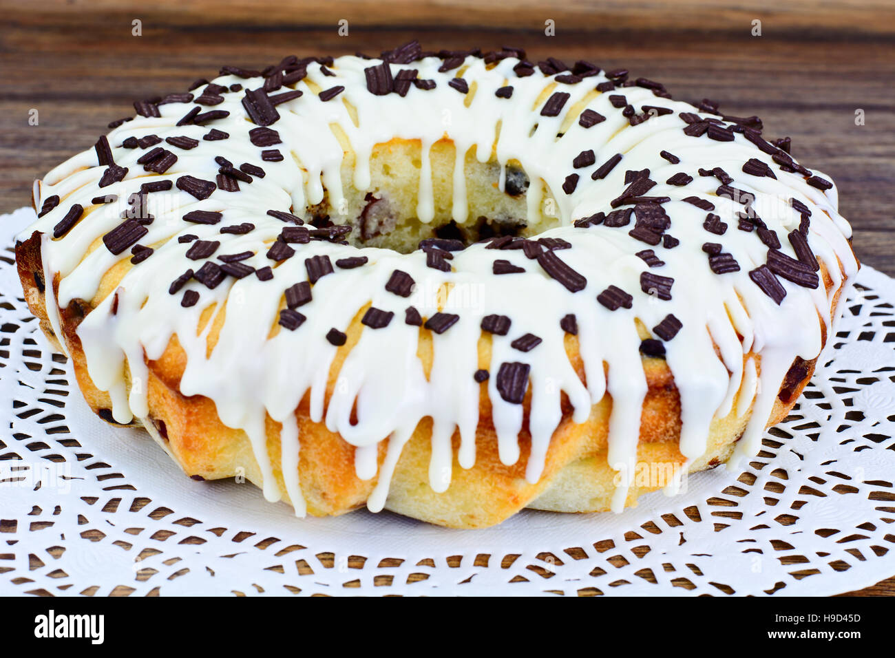 Curd Cake with White Icing and Chocolate Studio Photo Stock Photo - Alamy