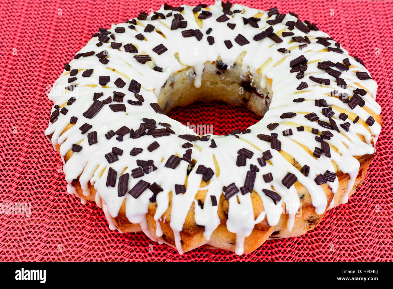 Curd Cake with White Icing and Chocolate Studio Photo Stock Photo - Alamy