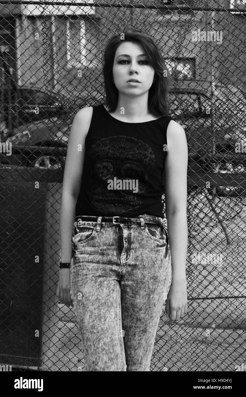 A street portrait of a beautiful young swag woman Stock Photo - Alamy