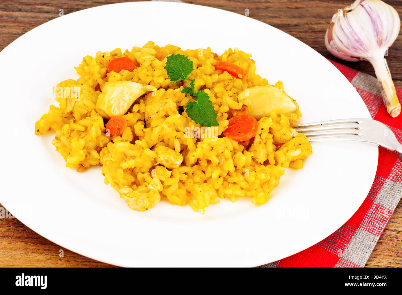 Healthy Food: Pilaf with Meat and Rice. Studio Photo Stock Photo - Alamy
