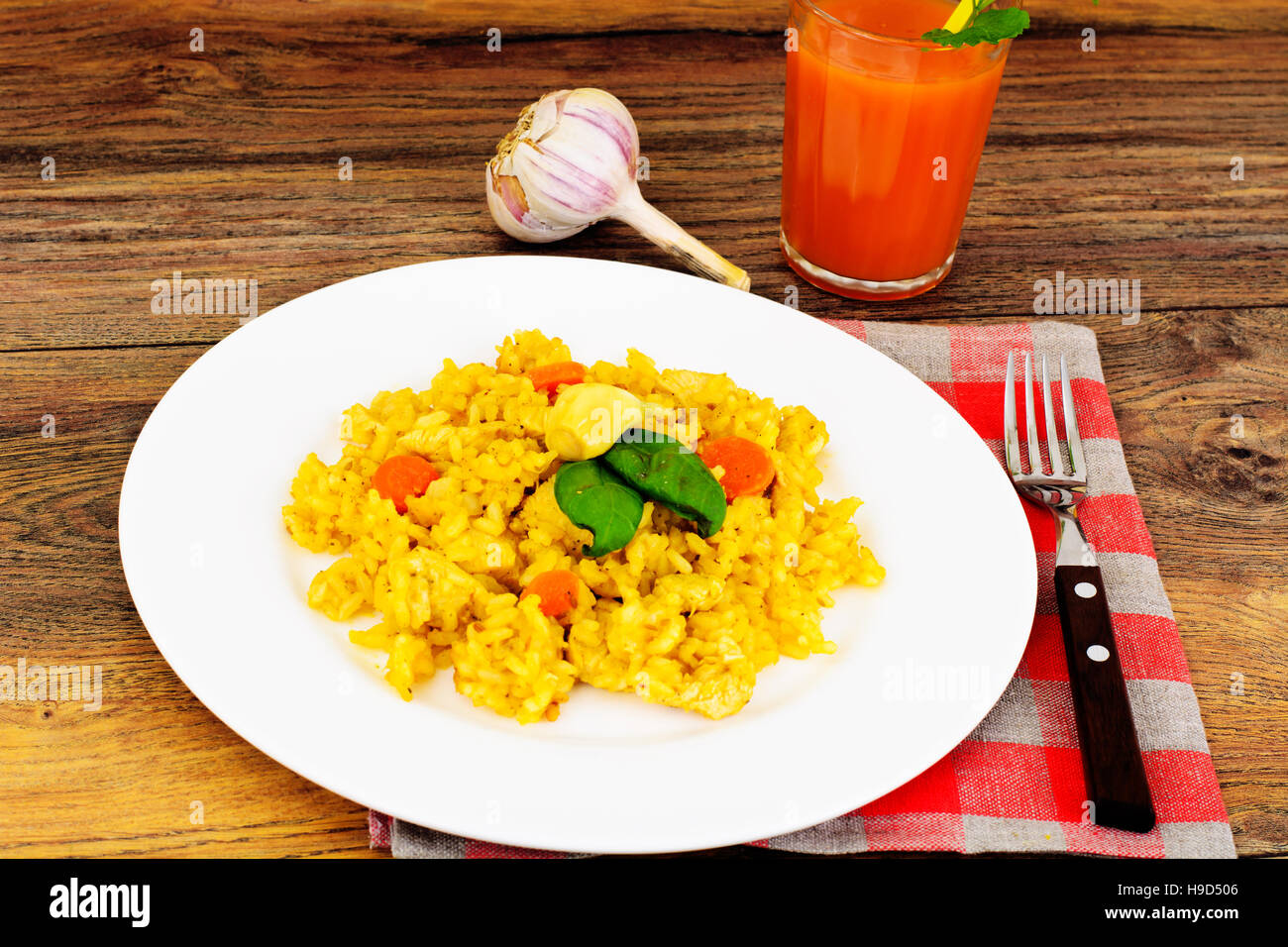 Healthy Food: Pilaf with Meat and Rice. Studio Photo Stock Photo - Alamy