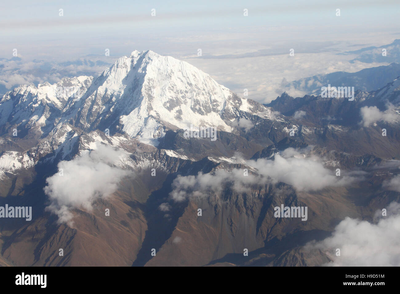 View of Illampu Mountain near La Paz, Bolivia from an airplane Stock ...