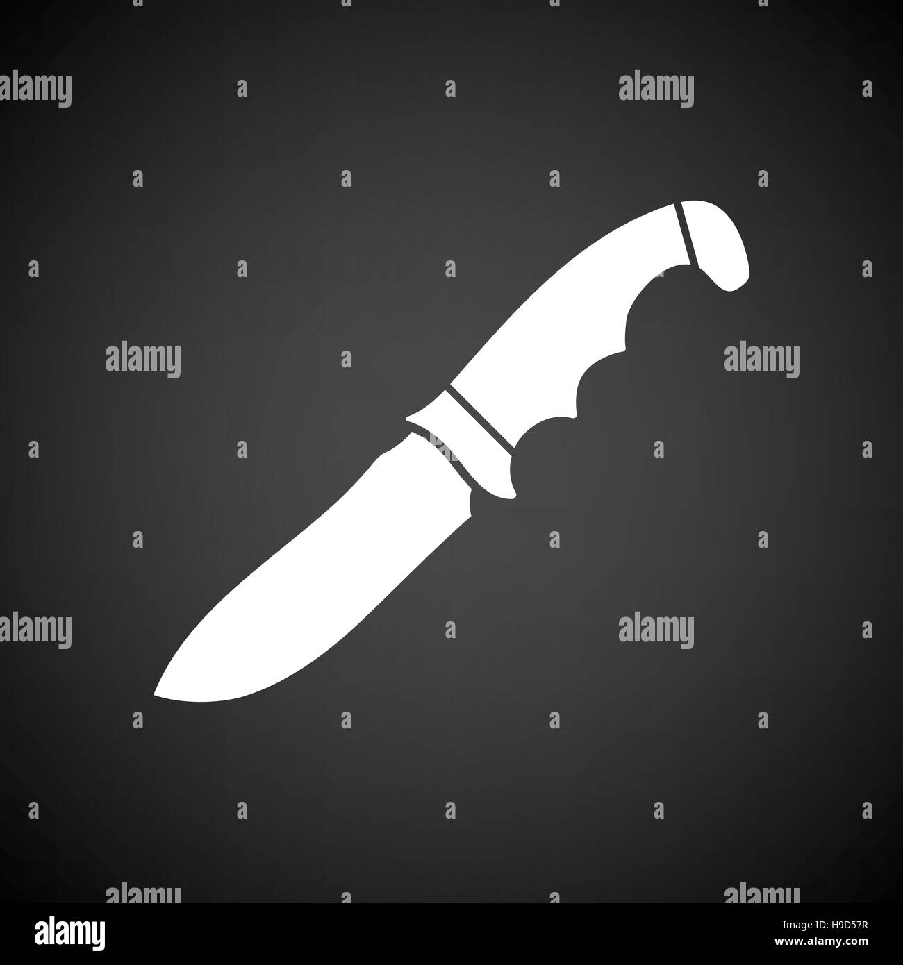 Hunting knife icon. Black background with white. Vector illustration ...