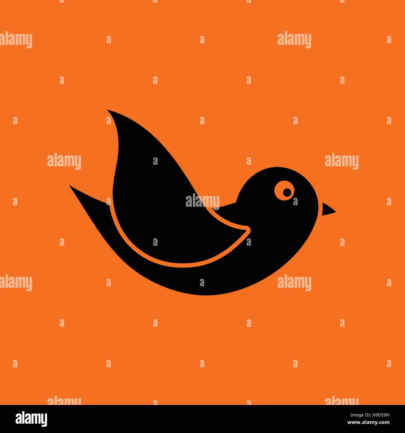 Bird icon. Orange background with black. Vector illustration Stock ...