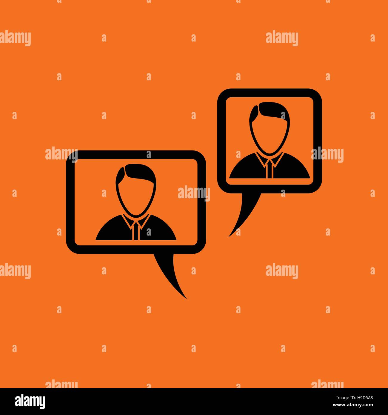 Chat icon. Orange background with black. Vector illustration Stock ...
