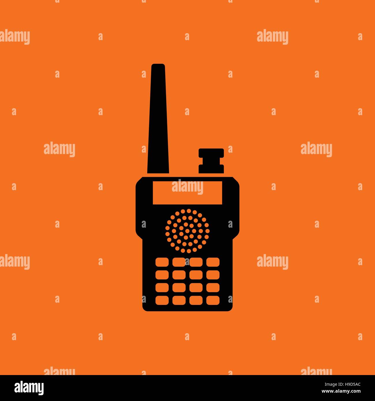 Portable radio icon. Orange background with black. Vector illustration ...