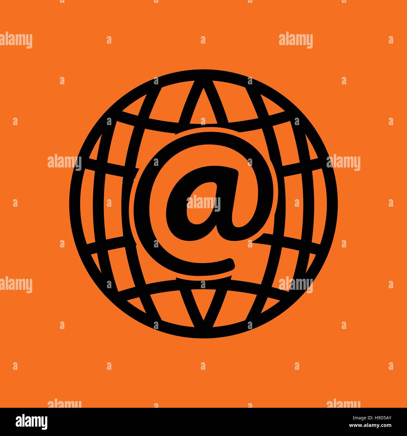 Global e-mail icon. Orange background with black. Vector illustration ...