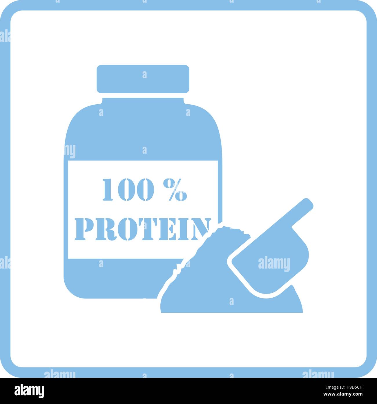 Protein conteiner icon. Blue frame design. Vector illustration Stock ...