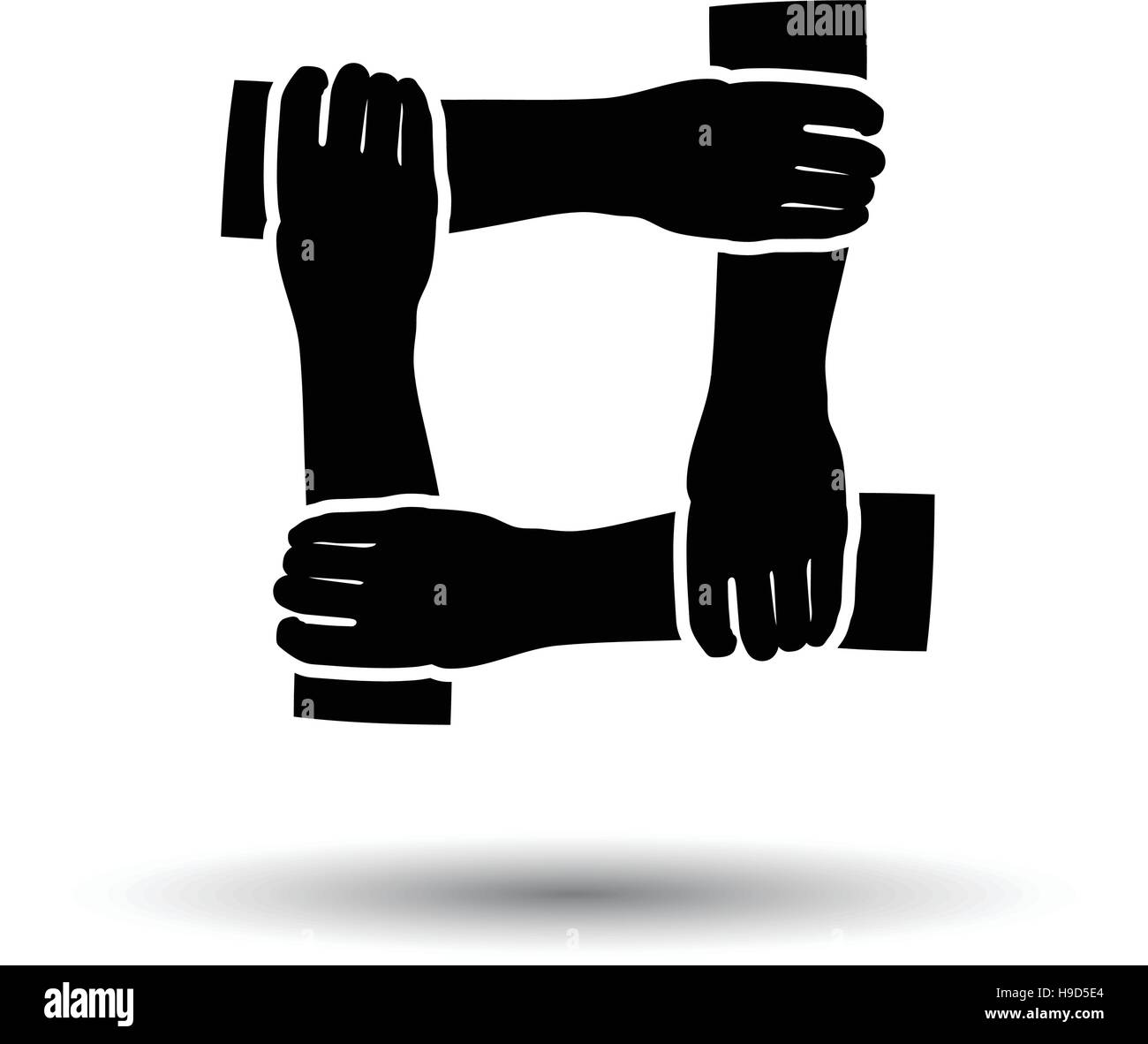 Crossed hands icon. White background with shadow design. Vector ...
