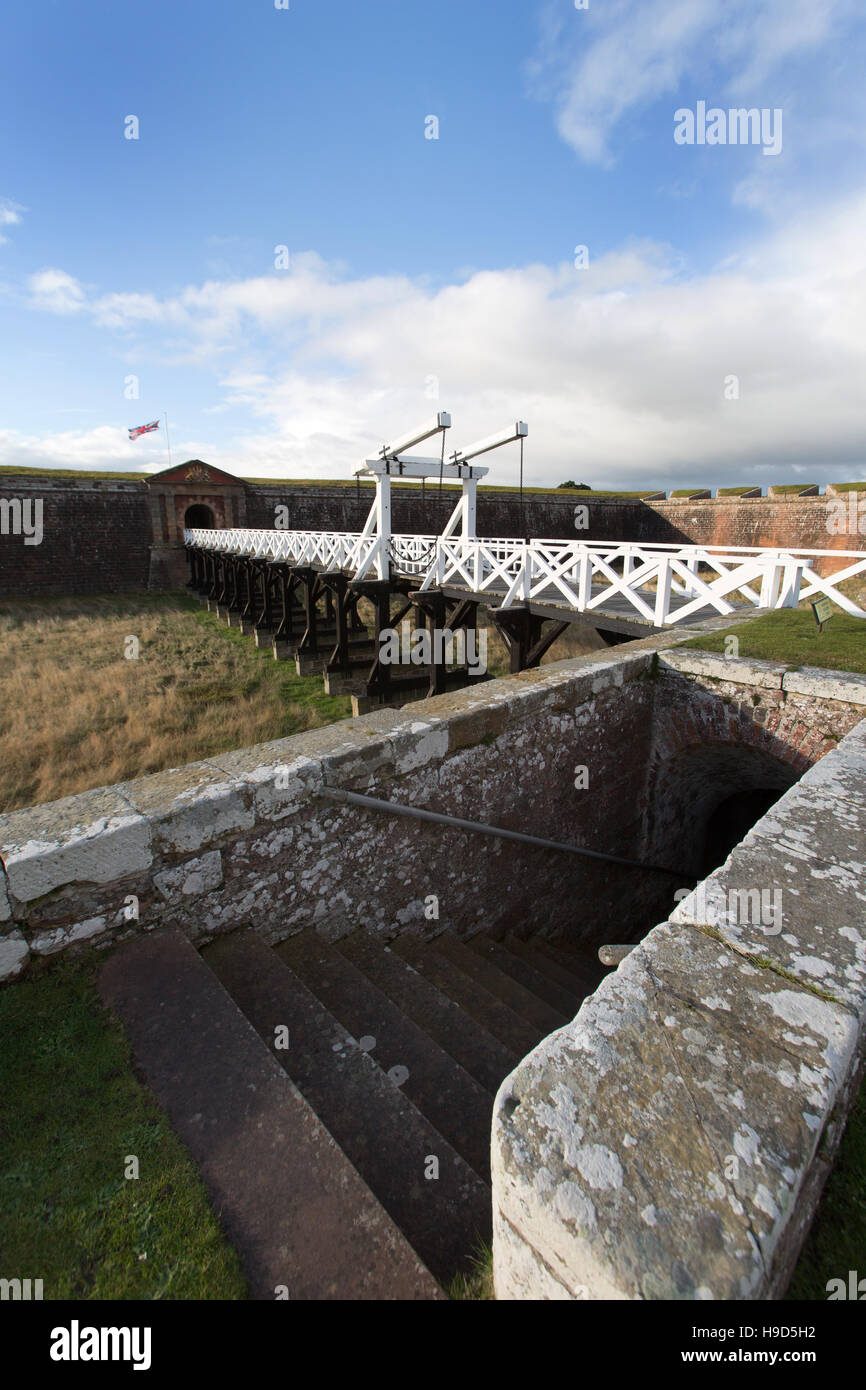Fort George Scotland. The raised walkway and drawbridge entrance, to ...