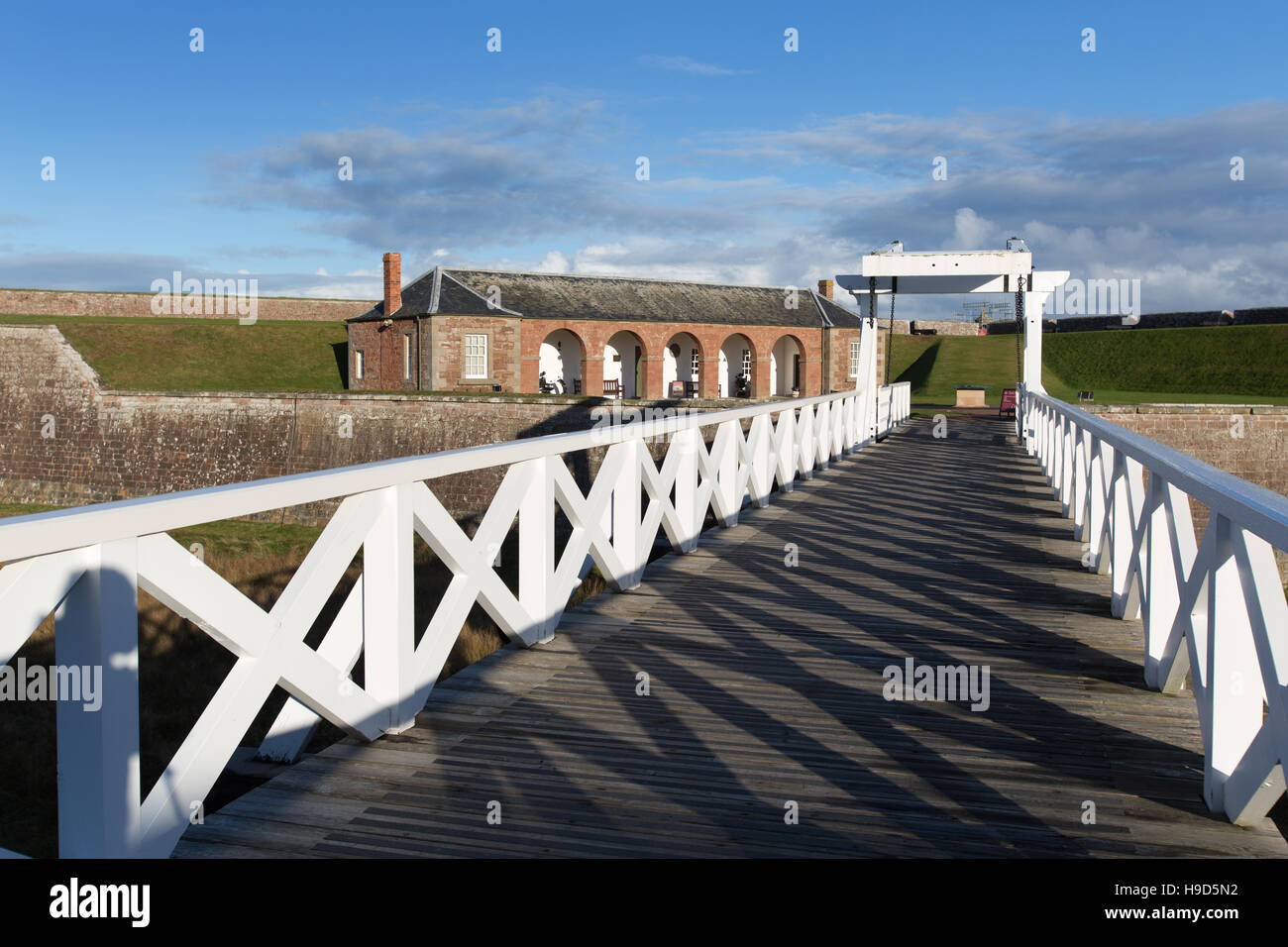 Fort George Scotland. The raised walkway and drawbridge entrance, to ...