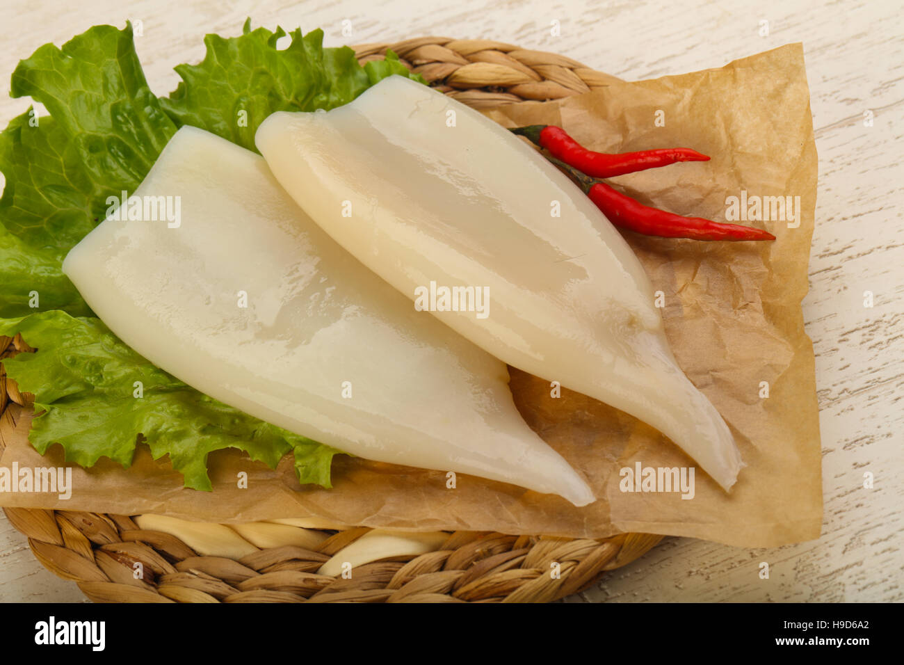 Raw squid fillet ready for cooking Stock Photo - Alamy
