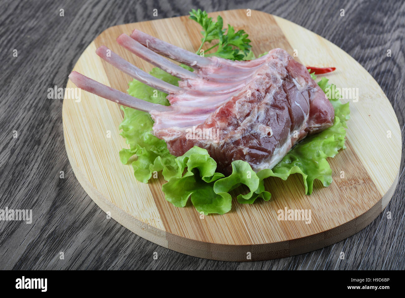 Lamb Frenched Rack 4 rib bone Stock Photo - Alamy