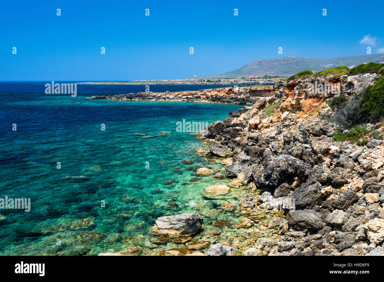 Beautiful Greek shore line along Kefalonian coast, Greece Stock Photo ...