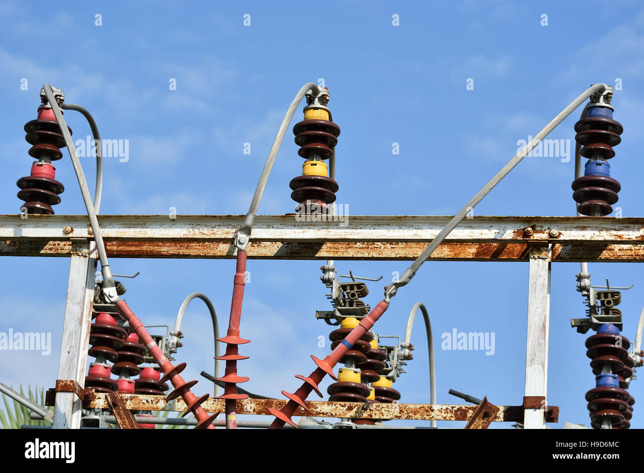 High voltage circuit breaker. Power substation Stock Photo - Alamy