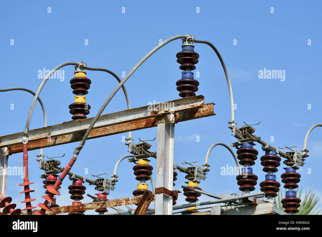High voltage circuit breaker. Power substation Stock Photo - Alamy