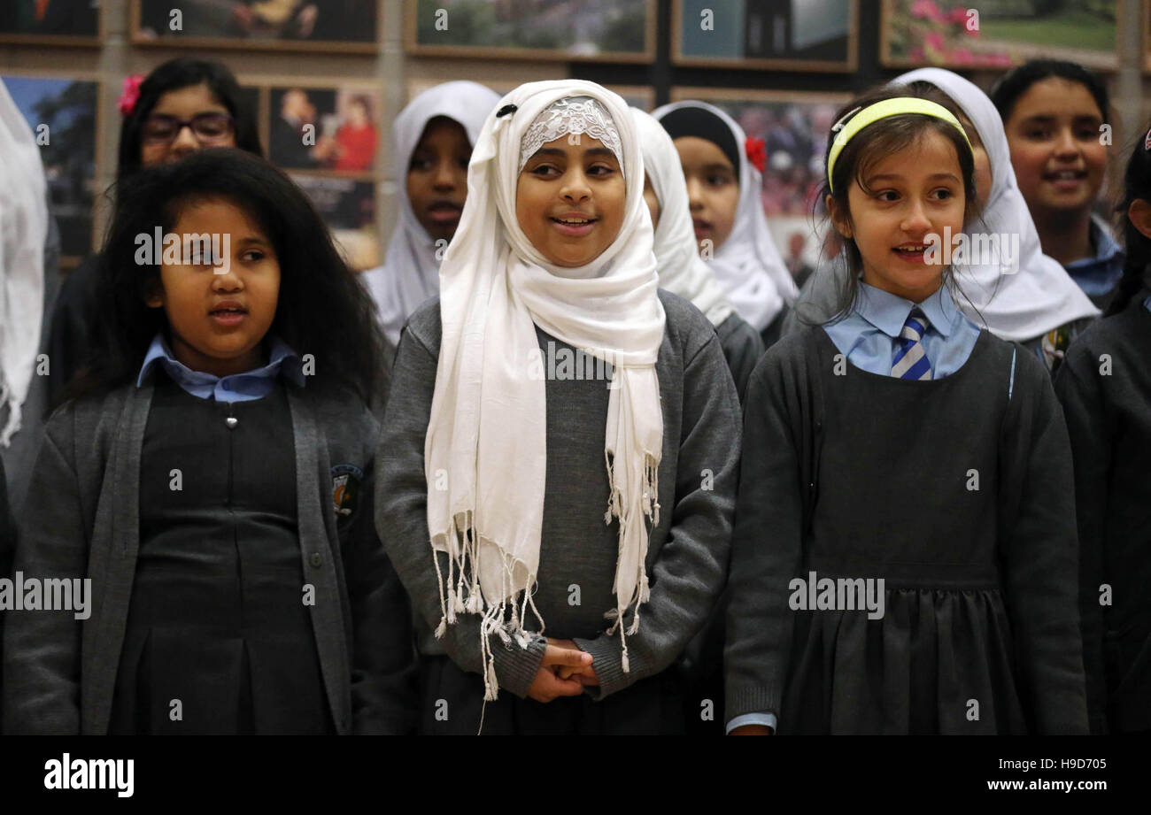 Pupils from the Muslim National School welcome President Michael D ...