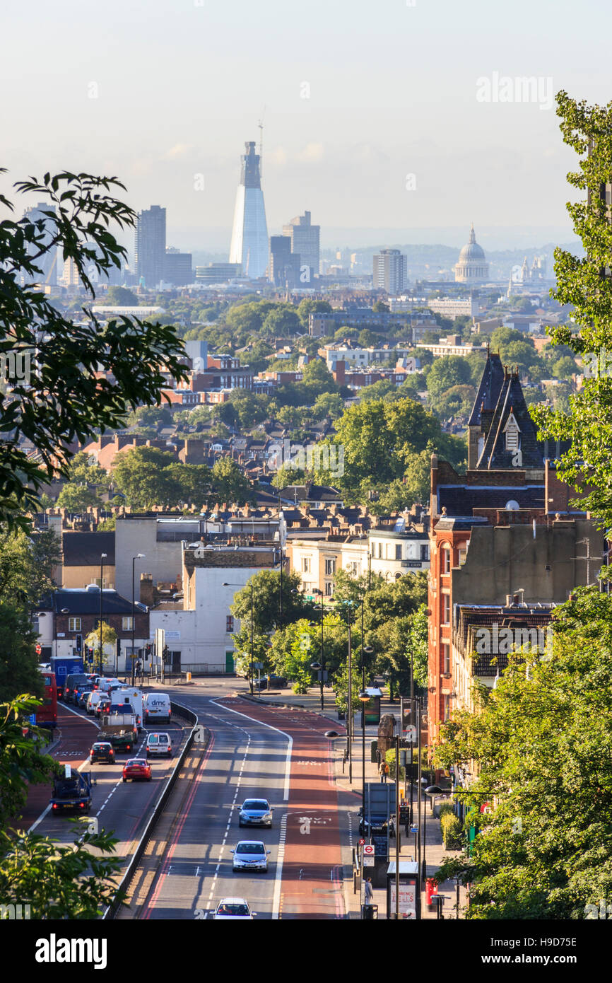 View South along Archway Road to the City of London, from Hornsey Lane ...