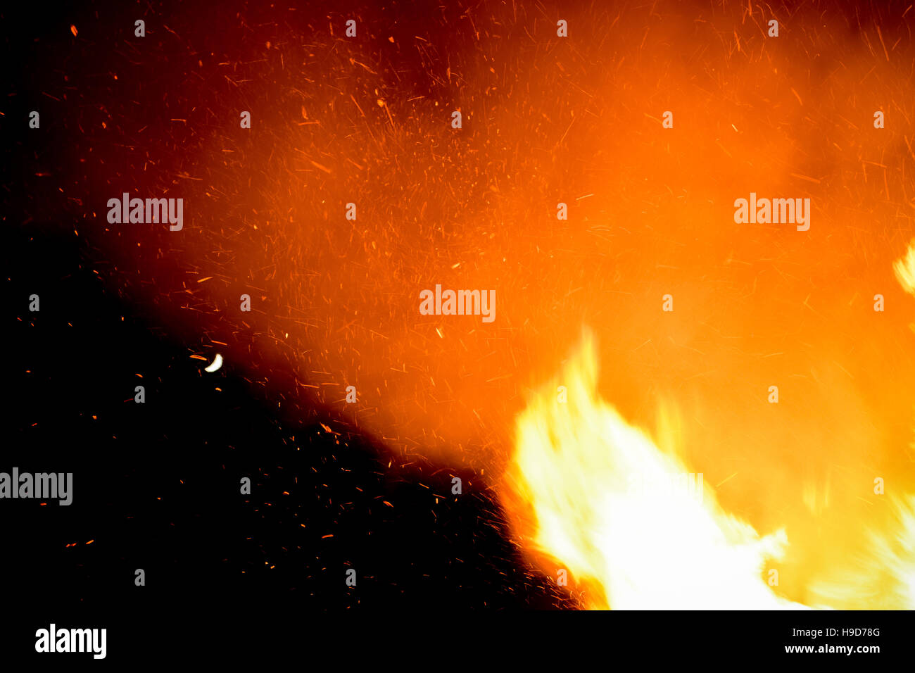 A Roaring Bonfire At The Annual Penkridge Scouts Bonfire To Mark The