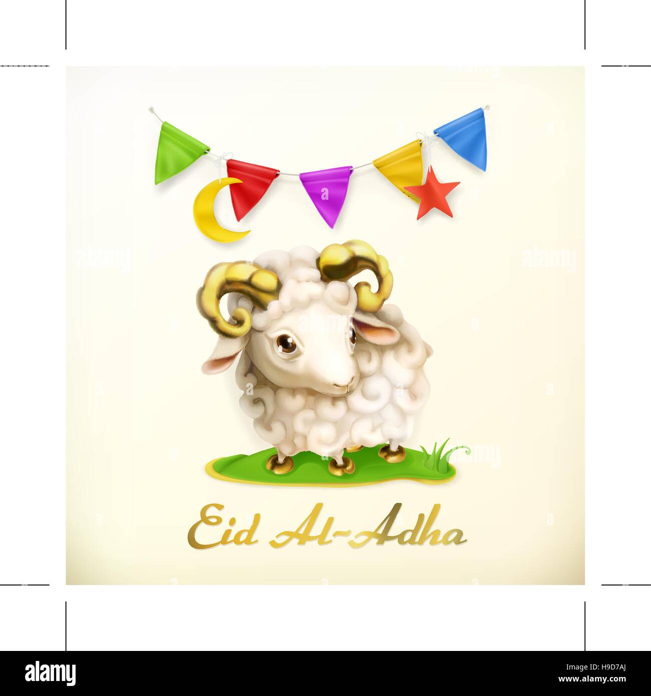 Muslim holiday Eid Al-Adha. Islamic culture. Greeting card with sheep ...
