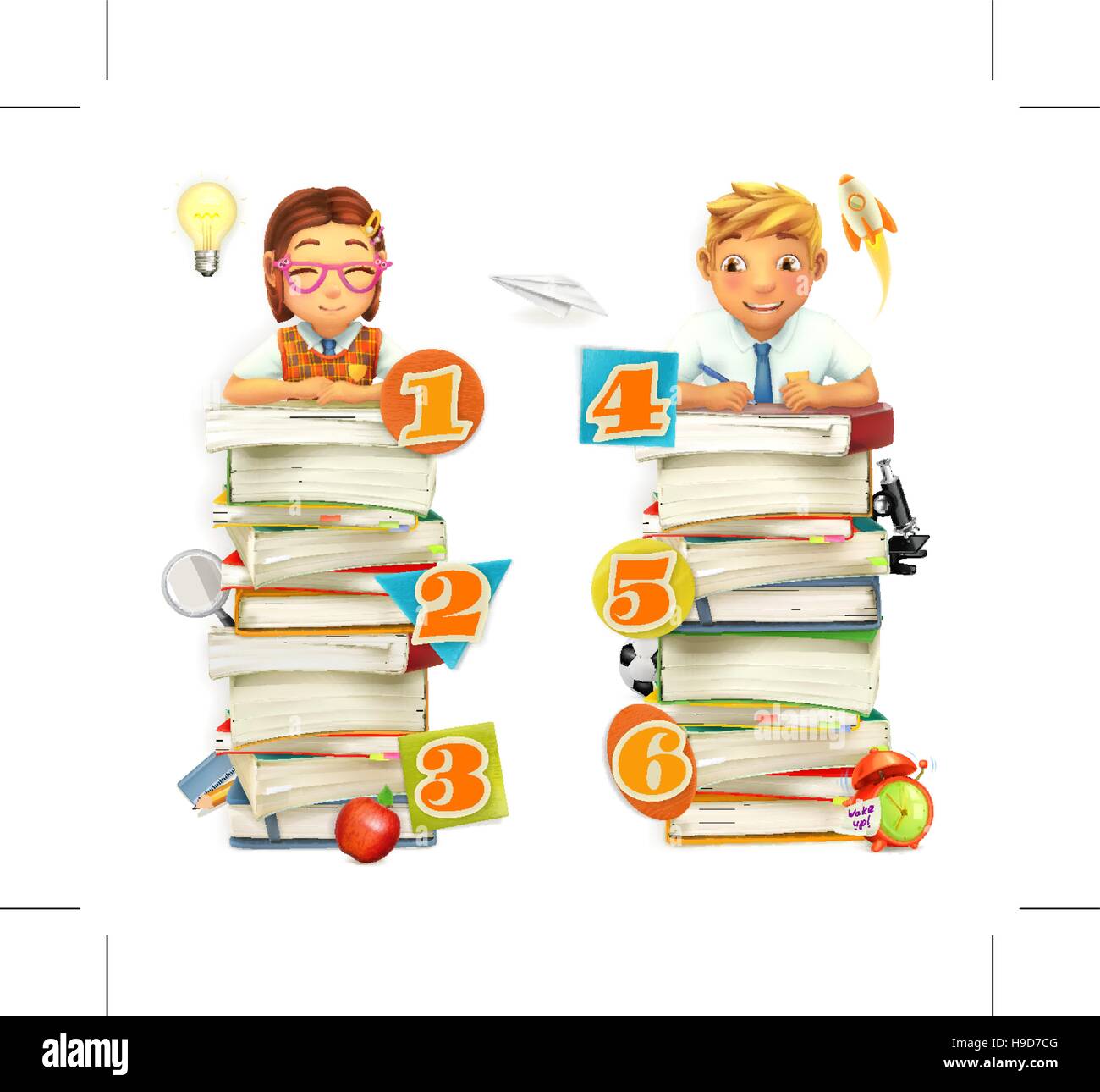 Schoolchildren. School infographic elements. Vector 3d graphics Stock ...