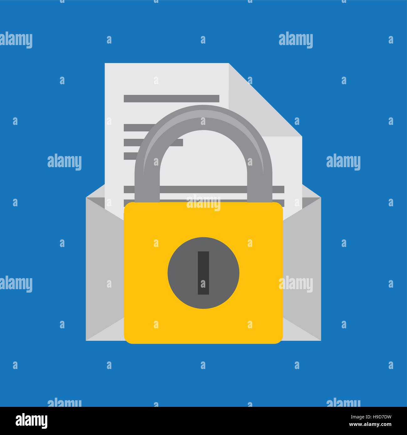 hand hold protected concept padlock email envelope vector illustration ...