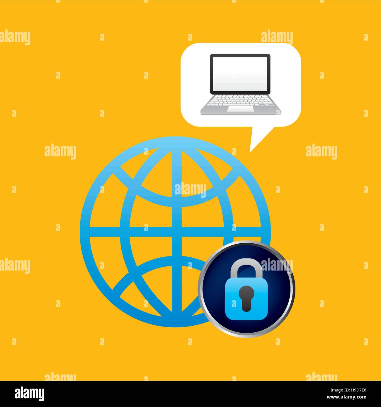 technology laptop global data protection safety vector illustration eps ...