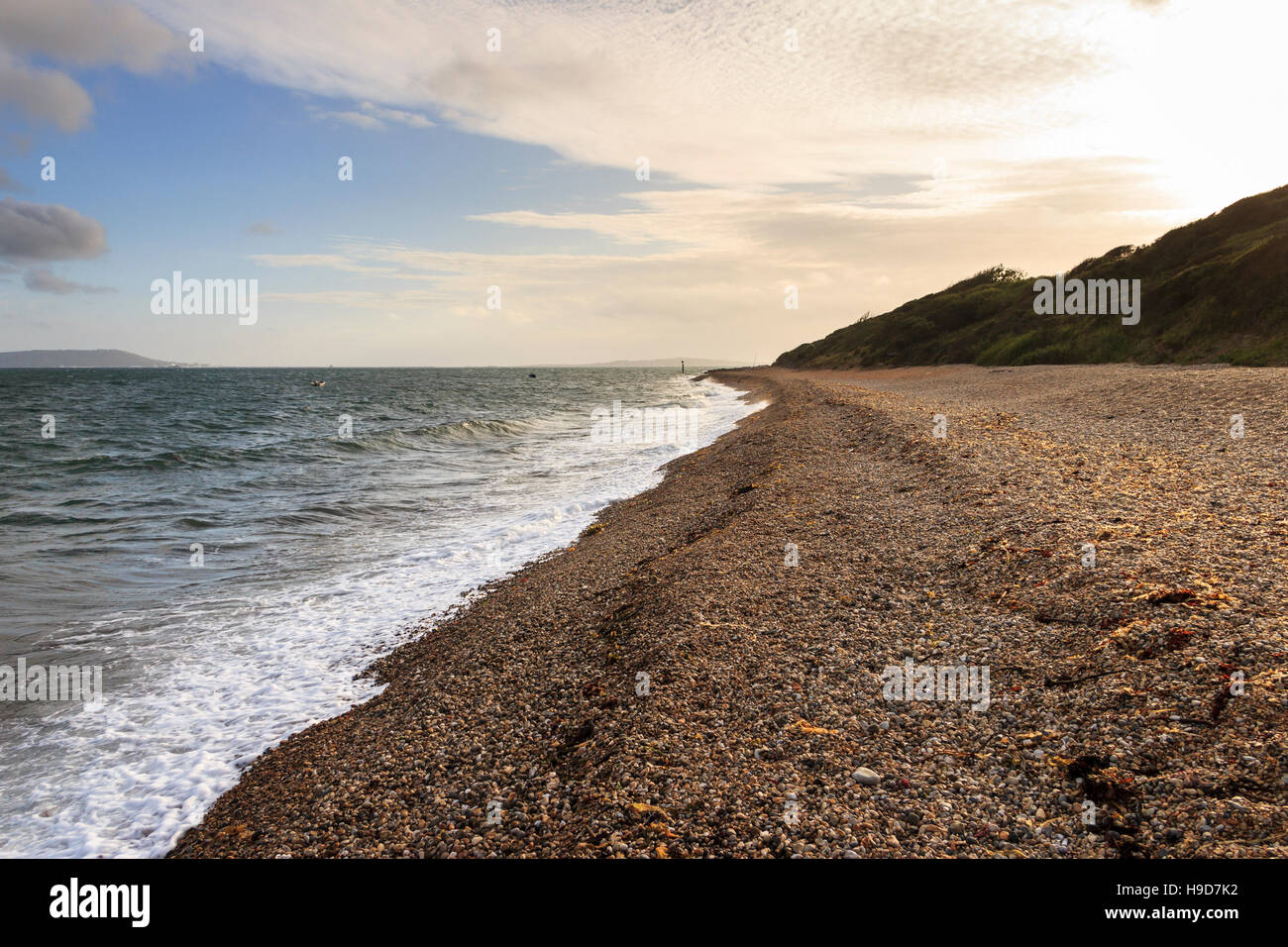 Evening on the shingle beach at Ringstead Bay, Dorset, England, UK ...