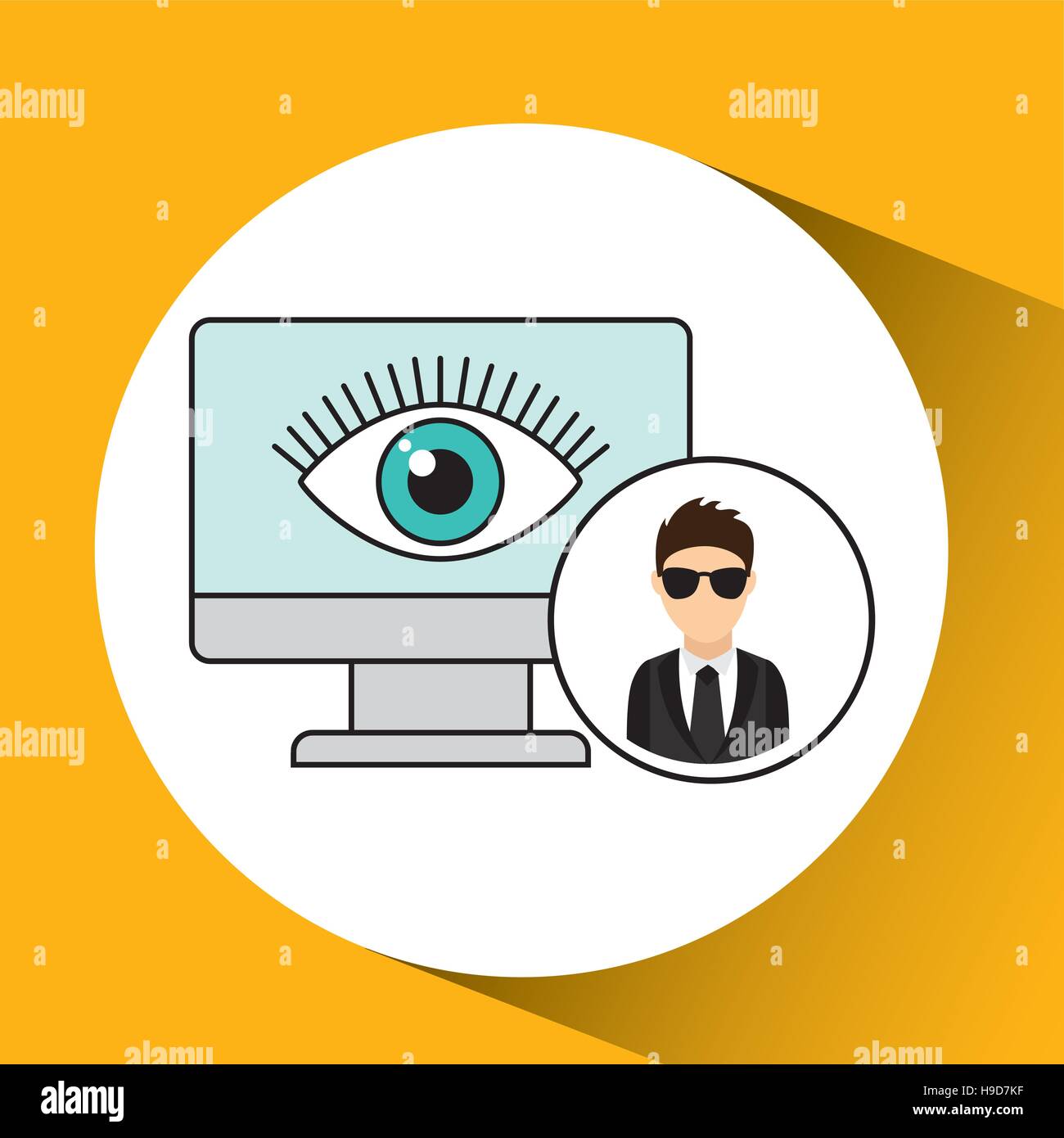 character man protected digital computer vector illustration eps 10 ...