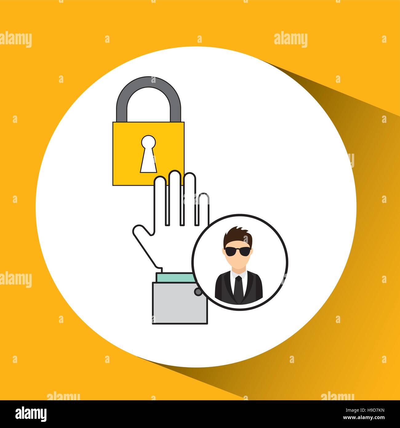 man cartoon lock digital technology security vector illustration eps 10 ...