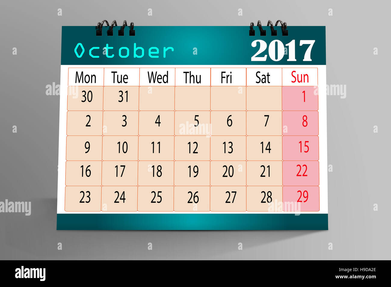 2017 calendar october hi-res stock photography and images - Alamy