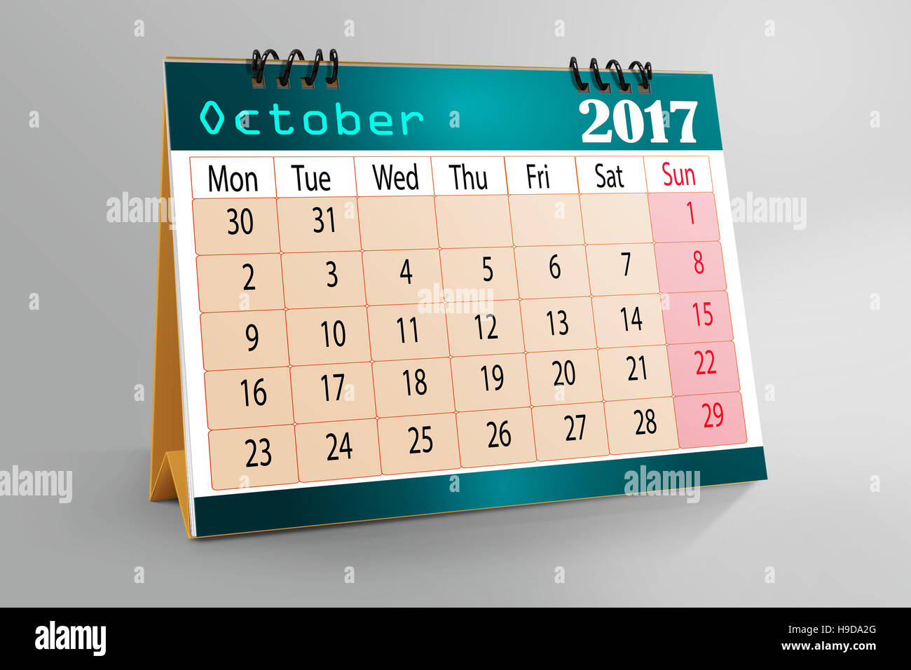 2017 calendar october hi-res stock photography and images - Alamy