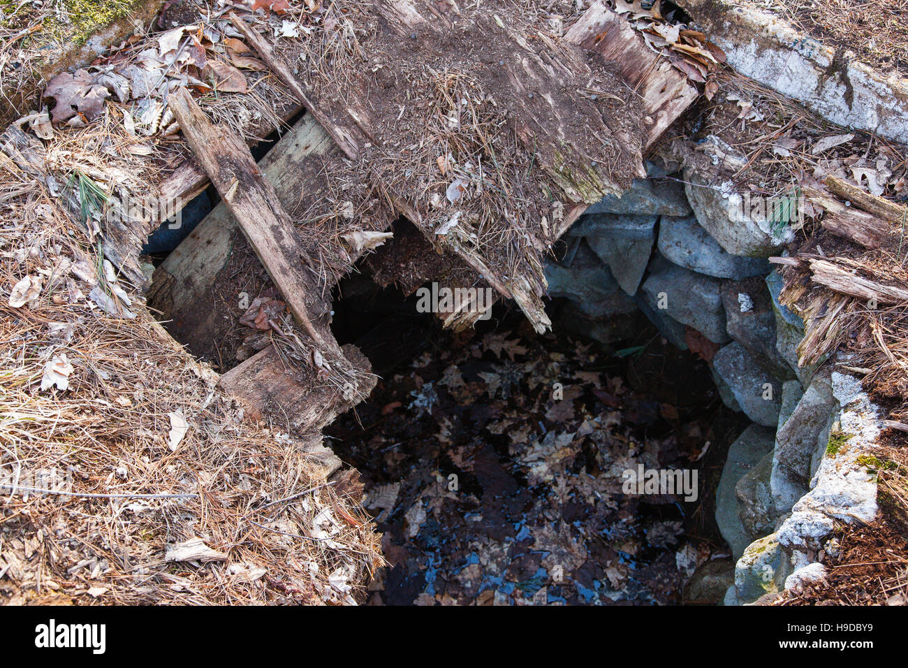 A dug well in Pawtuckaway State Park in Nottingham, New Hampshire USA ...
