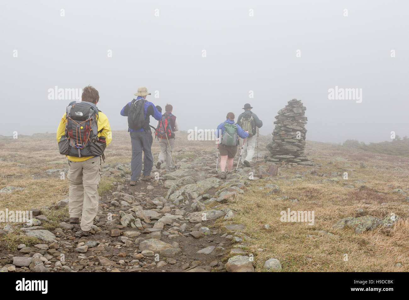 Group of hikers descending the Appalachian Trail (Beaver Brook Trail ...