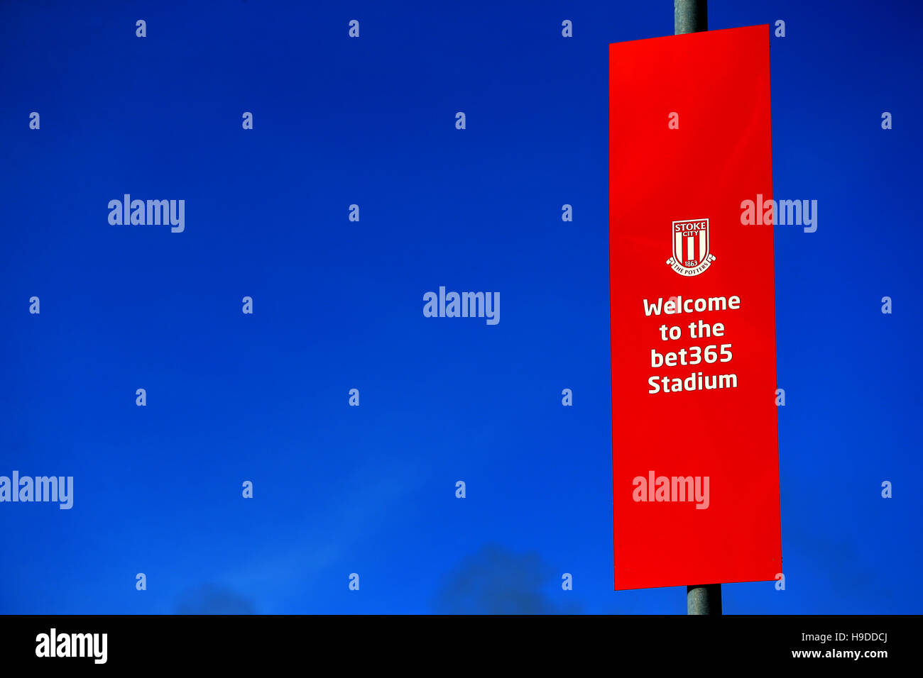 A general view of signage at the Bet365 Stadium, home of Stoke City ...