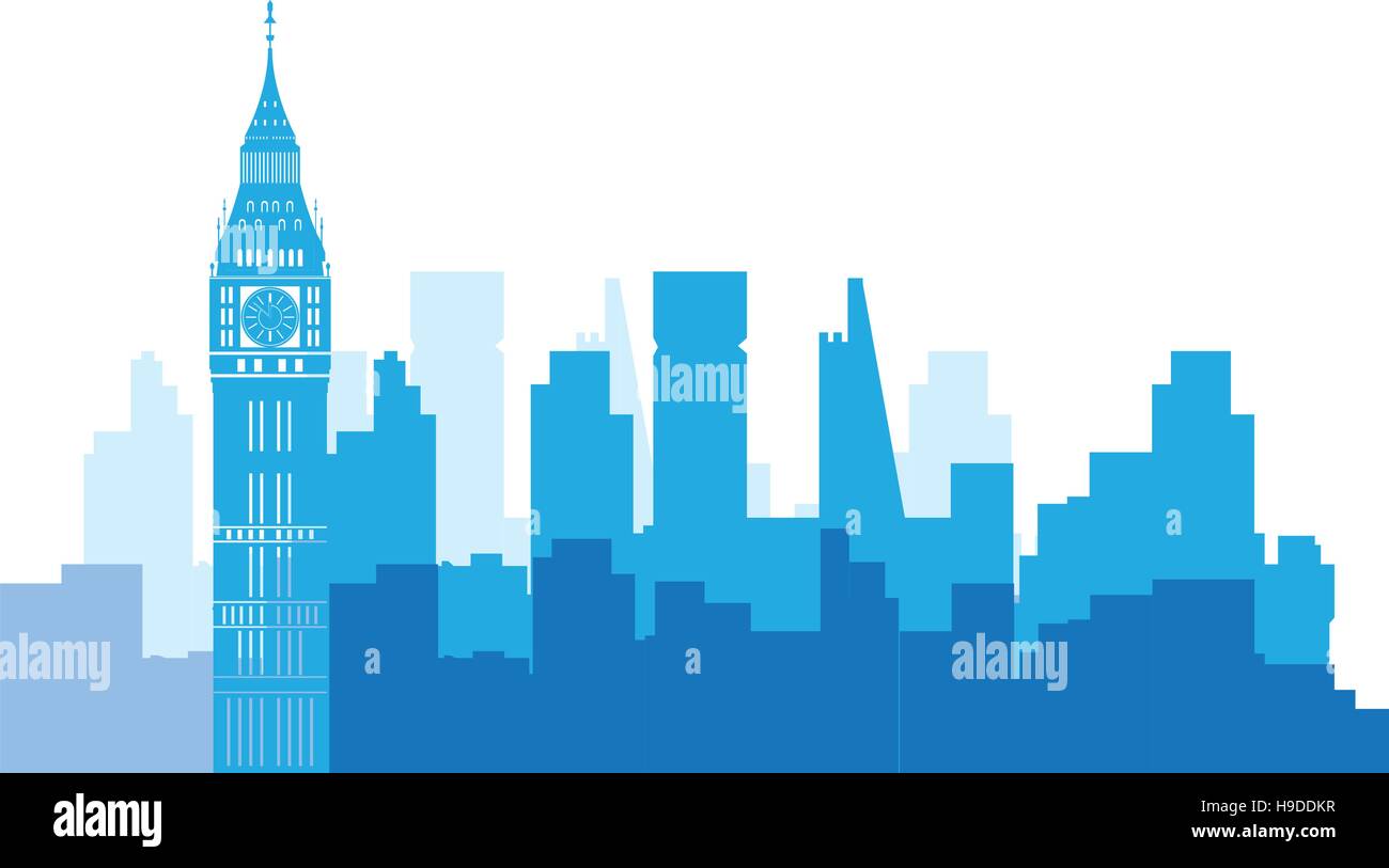 Isolated blue skyline of London Stock Vector Image & Art - Alamy