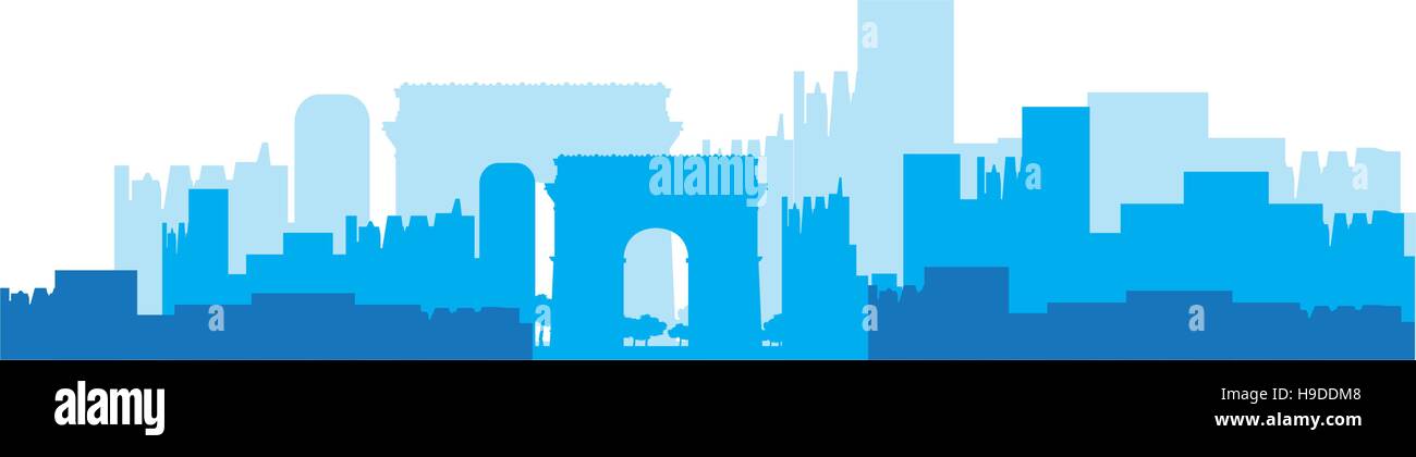 Isolated blue skyline of Paris, Vector illustration Stock Vector Image ...