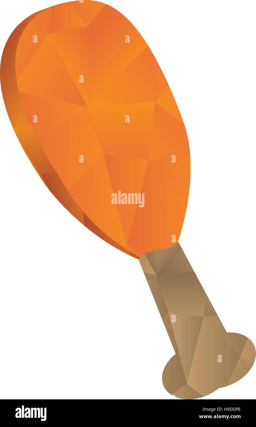 Isolated geometrical piece of a roasted chicken, Fast food vector ...