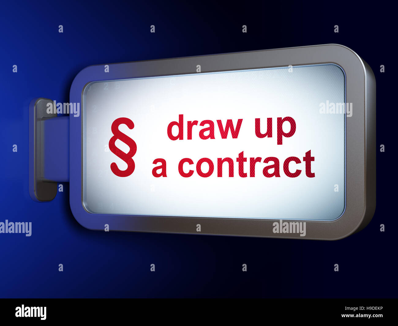Law concept: Draw up A contract and Paragraph on billboard background ...