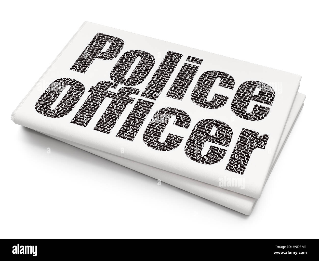 Law concept: Police Officer on Blank Newspaper background Stock Photo ...