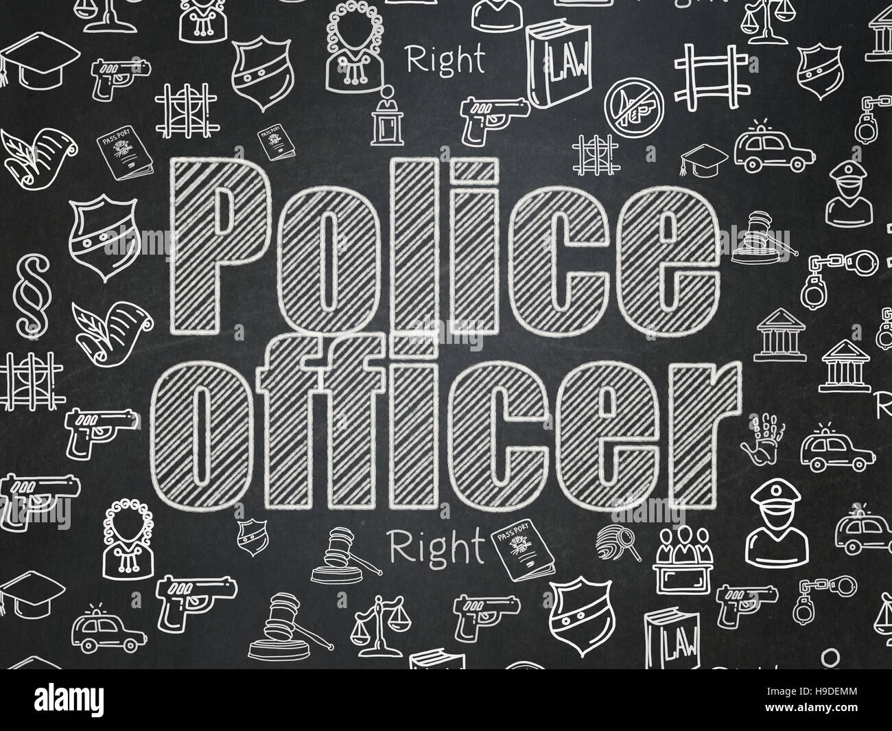 Law concept: Police Officer on School board background Stock Photo - Alamy