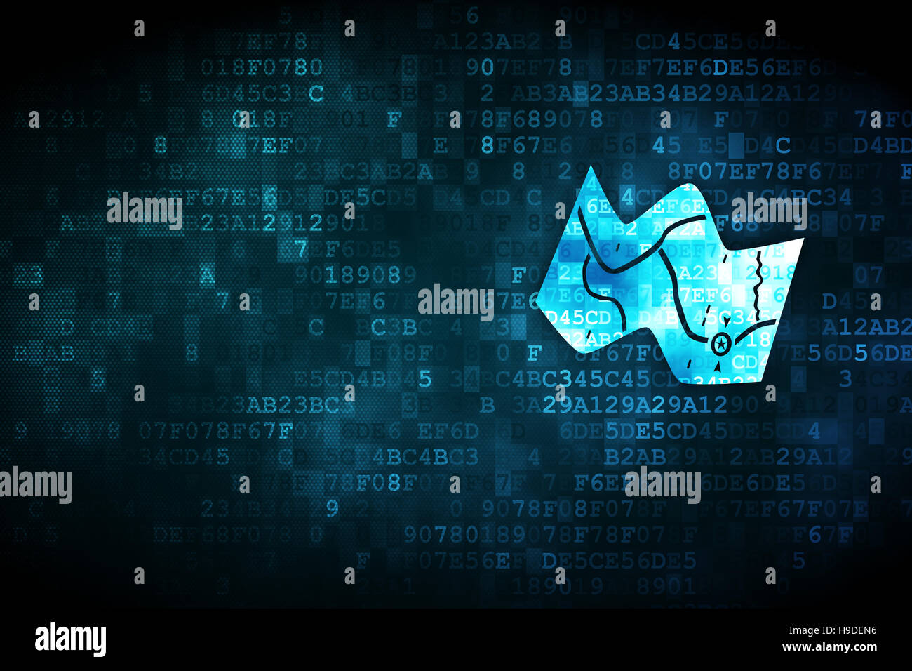 Travel concept: Map on digital background Stock Photo - Alamy