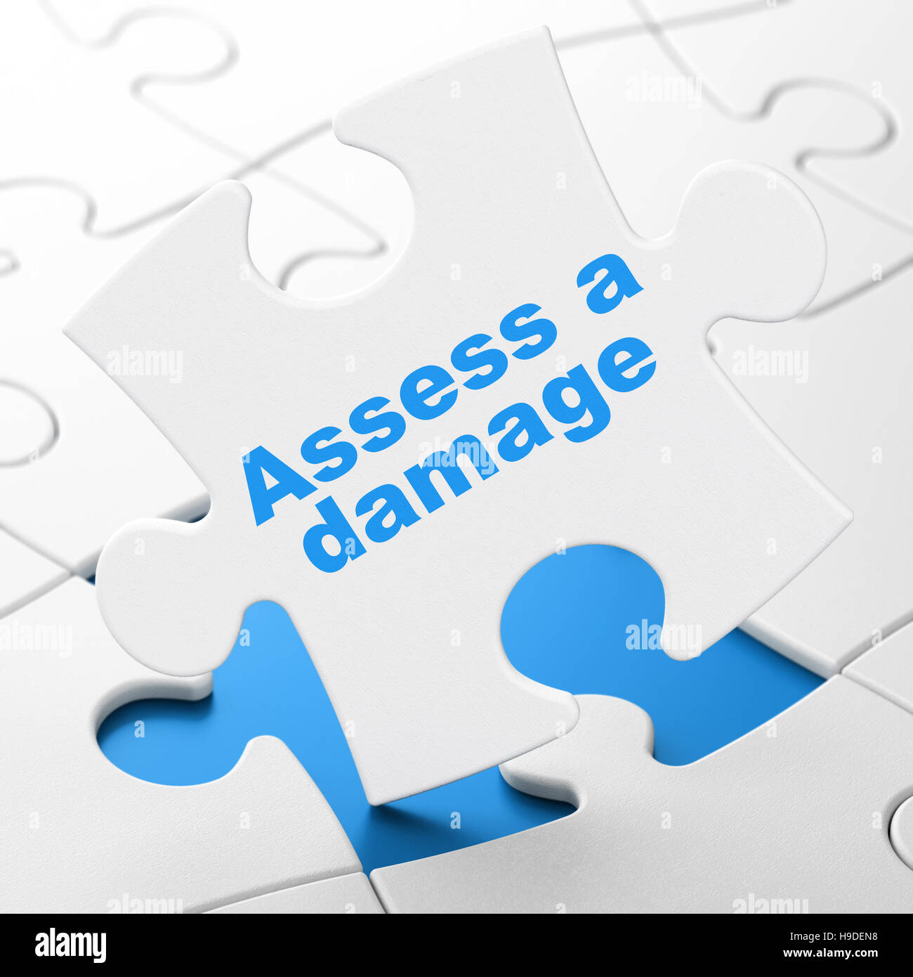 Insurance concept: Assess A Damage on puzzle background Stock Photo - Alamy