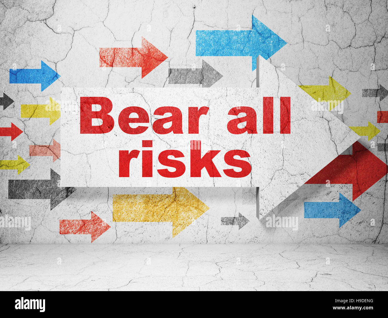 Insurance concept: arrow with Bear All Risks on grunge wall background ...