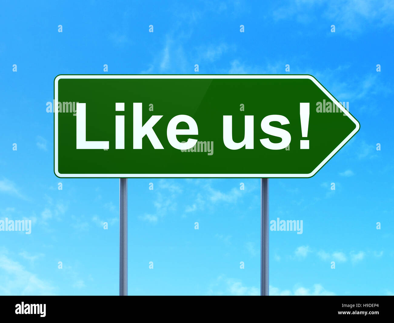 Social media concept: Like us! on road sign background Stock Photo - Alamy